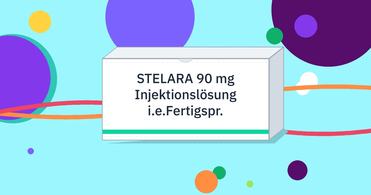 Symbolbild: Packung mit der Aufschrift STELARA 90 mg Injektionslösung i.e.Fertigspr. (PZN 10174250) – Verfügbarkeit und Bezug in Apotheken in Frankfurt am Main