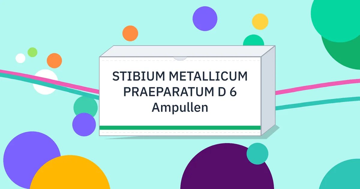 Symbolbild: Packung mit der Aufschrift STIBIUM METALLICUM PRAEPARATUM D 6 Ampullen (PZN 02347647) – Verfügbarkeit und Bezug in Apotheken in Frankfurt am Main