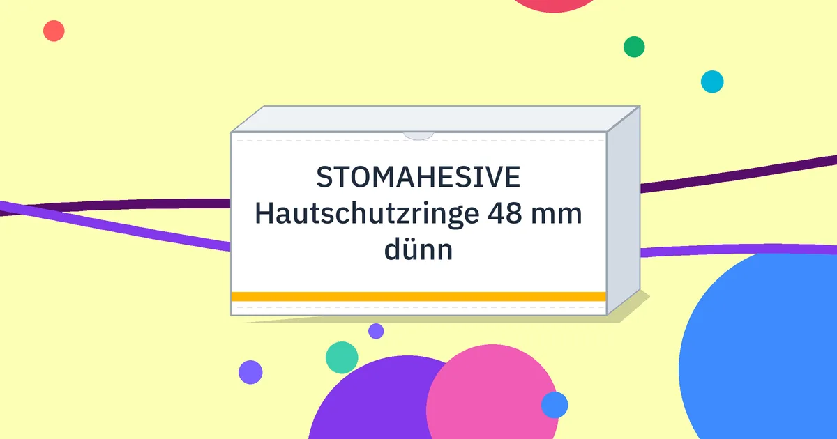 Symbolbild: Packung mit der Aufschrift STOMAHESIVE Hautschutzringe 48 mm dünn (PZN 20877857) – Verfügbarkeit und Bezug in Apotheken in Frankfurt am Main