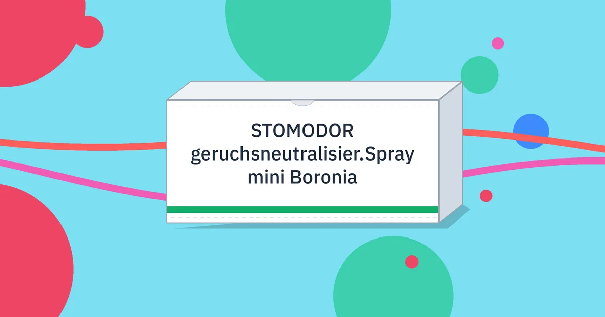Symbolbild: Packung mit der Aufschrift STOMODOR geruchsneutralisier.Spray mini Boronia (PZN 17866318) – Verfügbarkeit und Bezug in Apotheken in Frankfurt am Main