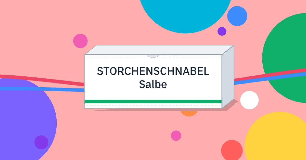 Symbolbild: Packung mit der Aufschrift STORCHENSCHNABEL Salbe (PZN 18432013) – Verfügbarkeit und Bezug in Apotheken in Frankfurt am Main