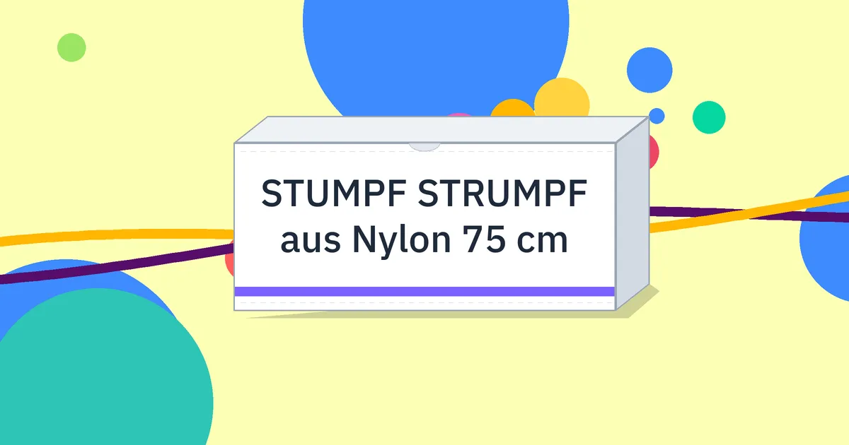 Symbolbild: Packung mit der Aufschrift STUMPF STRUMPF aus Nylon 75 cm (PZN 01978771) – Verfügbarkeit und Bezug in Apotheken in Frankfurt am Main