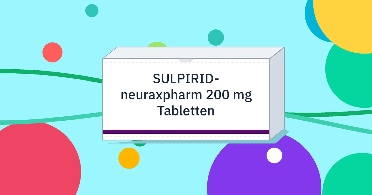 Symbolbild: Packung mit der Aufschrift SULPIRID-neuraxpharm 200 mg Tabletten (PZN 08782226) – Verfügbarkeit und Bezug in Apotheken in Frankfurt am Main