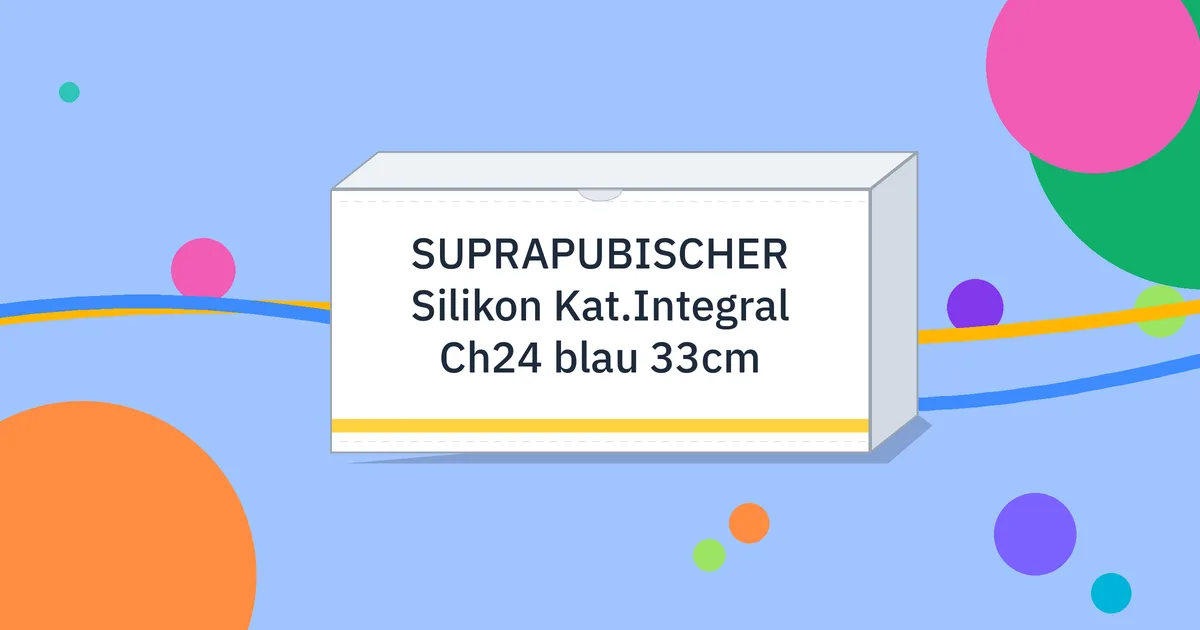 Symbolbild: Packung mit der Aufschrift SUPRAPUBISCHER Silikon Kat.Integral Ch24 blau 33cm (PZN 09767884) – Verfügbarkeit und Bezug in Apotheken in Frankfurt am Main