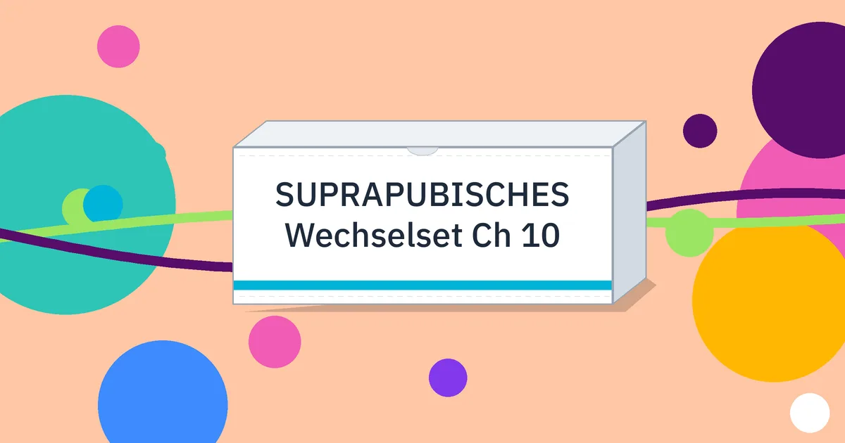 Symbolbild: Packung mit der Aufschrift SUPRAPUBISCHES Wechselset Ch 10 (PZN 01153154) – Verfügbarkeit und Bezug in Apotheken in Frankfurt am Main