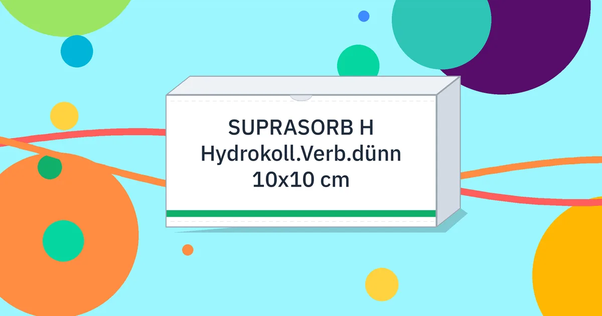 Symbolbild: Packung mit der Aufschrift SUPRASORB H Hydrokoll.Verb.dünn 10x10 cm (PZN 20276336) – Verfügbarkeit und Bezug in Apotheken in Frankfurt am Main