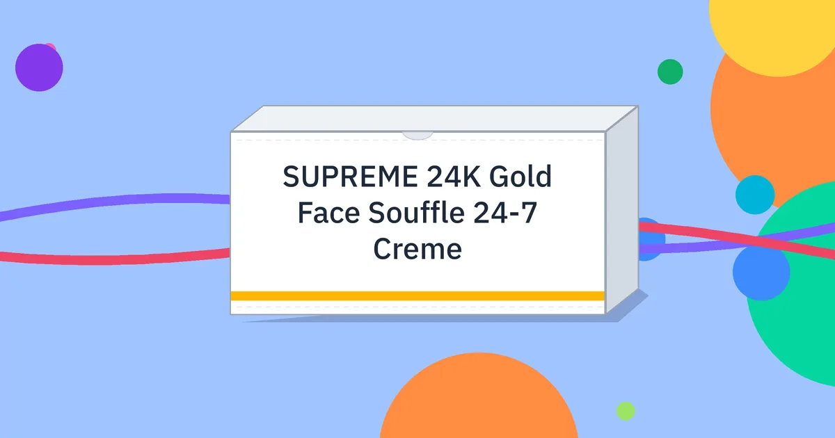 Symbolbild: Packung mit der Aufschrift SUPREME 24K Gold Face Souffle 24-7 Creme (PZN 19877823) – Verfügbarkeit und Bezug in Apotheken in Frankfurt am Main