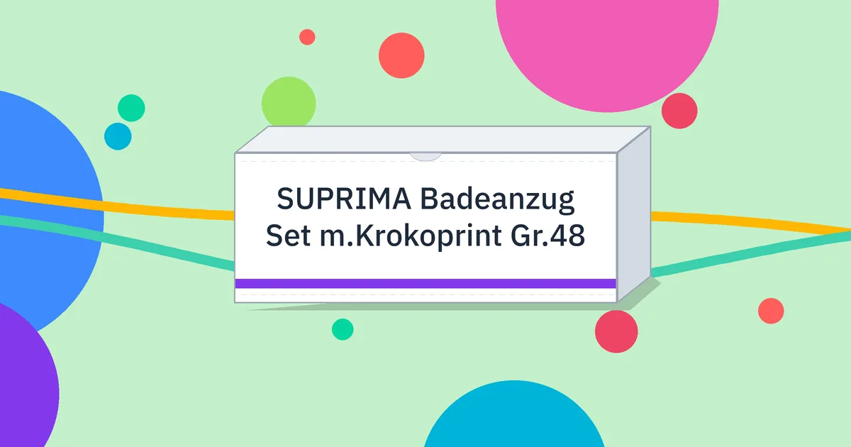 Symbolbild: Packung mit der Aufschrift SUPRIMA Badeanzug Set m.Krokoprint Gr.48 (PZN 15623988) – Verfügbarkeit und Bezug in Apotheken in Frankfurt am Main