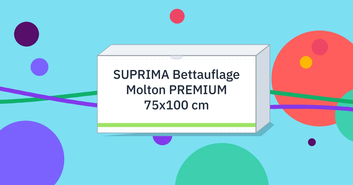 Symbolbild: Packung mit der Aufschrift SUPRIMA Bettauflage Molton PREMIUM 75x100 cm (PZN 09949562) – Verfügbarkeit und Bezug in Apotheken in Frankfurt am Main