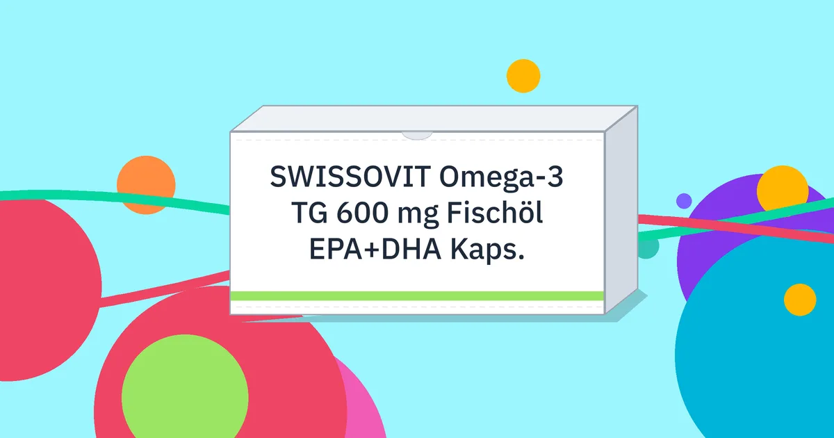 Symbolbild: Packung mit der Aufschrift SWISSOVIT Omega-3 TG 600 mg Fischöl EPA+DHA Kaps. (PZN 20082773) – Verfügbarkeit und Bezug in Apotheken in Frankfurt am Main
