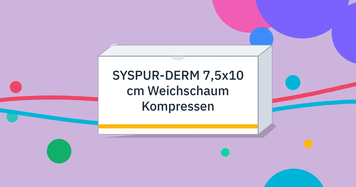 Symbolbild: Packung mit der Aufschrift SYSPUR-DERM 7,5x10 cm Weichschaum Kompressen (PZN 04392735) – Verfügbarkeit und Bezug in Apotheken in Frankfurt am Main