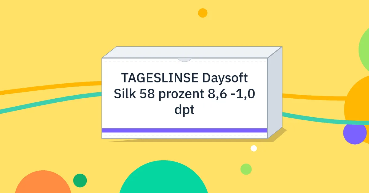 Symbolbild: Packung mit der Aufschrift TAGESLINSE Daysoft Silk 58 prozent 8,6 -1,0 dpt (PZN 00327965) – Verfügbarkeit und Bezug in Apotheken in Frankfurt am Main