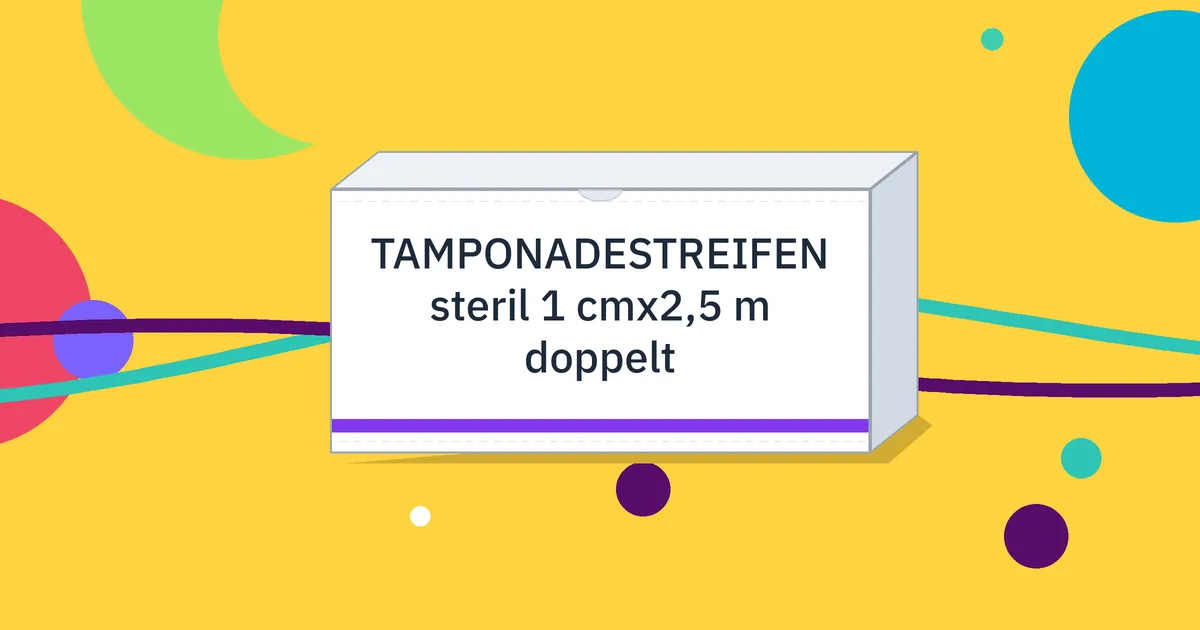 Symbolbild: Packung mit der Aufschrift TAMPONADESTREIFEN steril 1 cmx2,5 m doppelt (PZN 00263515) – Verfügbarkeit und Bezug in Apotheken in Frankfurt am Main