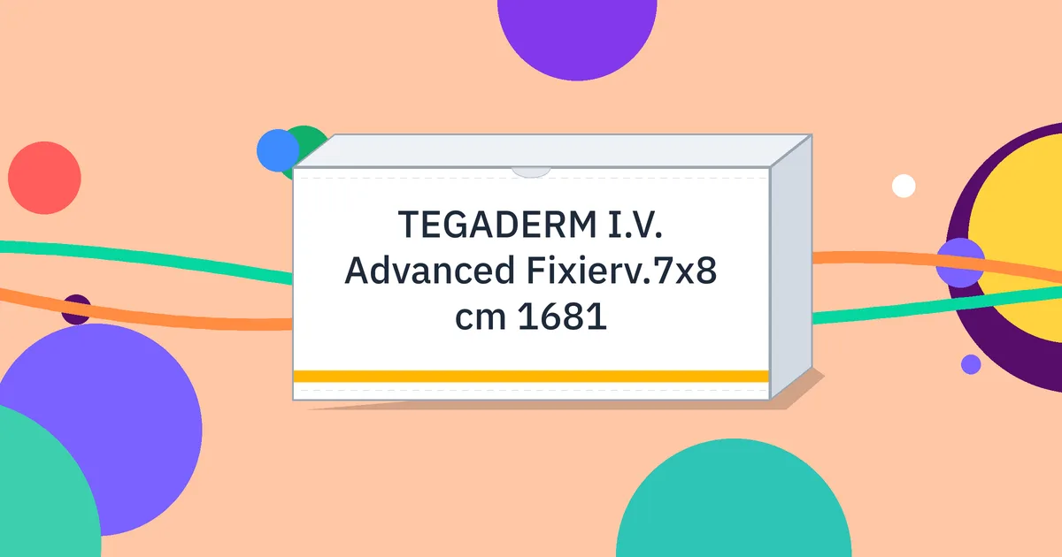 Symbolbild: Packung mit der Aufschrift TEGADERM I.V. Advanced Fixierv.7x8 cm 1681 (PZN 20129919) – Verfügbarkeit und Bezug in Apotheken in Frankfurt am Main