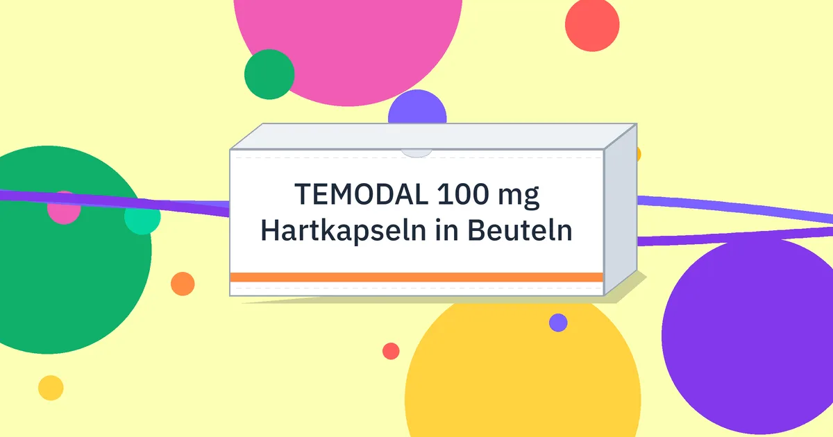 Symbolbild: Packung mit der Aufschrift TEMODAL 100 mg Hartkapseln in Beuteln (PZN 05548808) – Verfügbarkeit und Bezug in Apotheken in Frankfurt am Main
