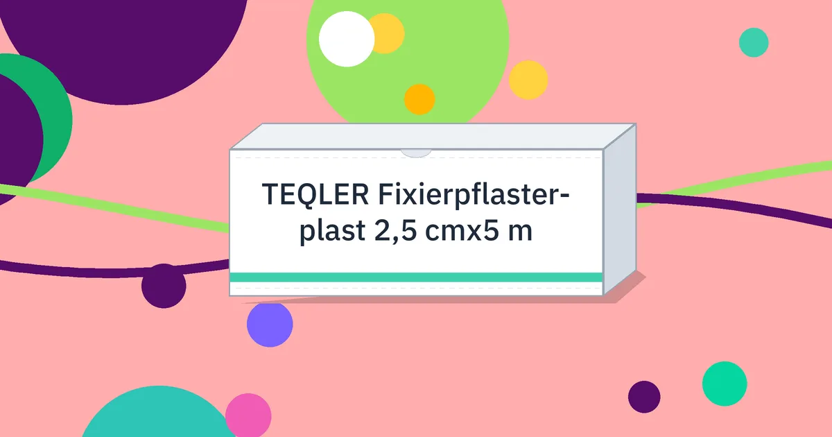 Symbolbild: Packung mit der Aufschrift TEQLER Fixierpflaster-plast 2,5 cmx5 m (PZN 18882727) – Verfügbarkeit und Bezug in Apotheken in Frankfurt am Main
