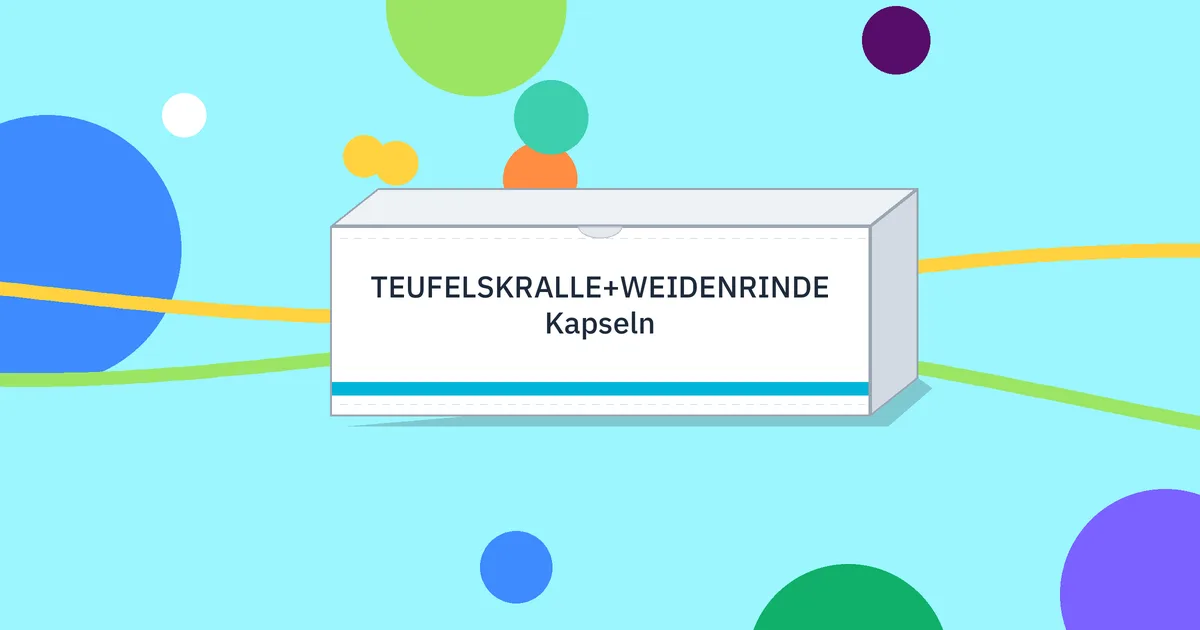 Symbolbild: Packung mit der Aufschrift TEUFELSKRALLE+WEIDENRINDE Kapseln (PZN 16790501) – Verfügbarkeit und Bezug in Apotheken in Frankfurt am Main