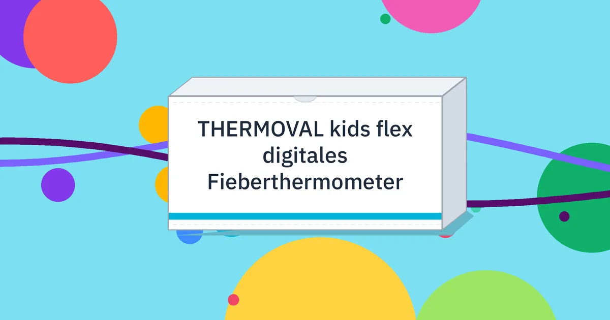Symbolbild: Packung mit der Aufschrift THERMOVAL kids flex digitales Fieberthermometer (PZN 10323170) – Verfügbarkeit und Bezug in Apotheken in Frankfurt am Main