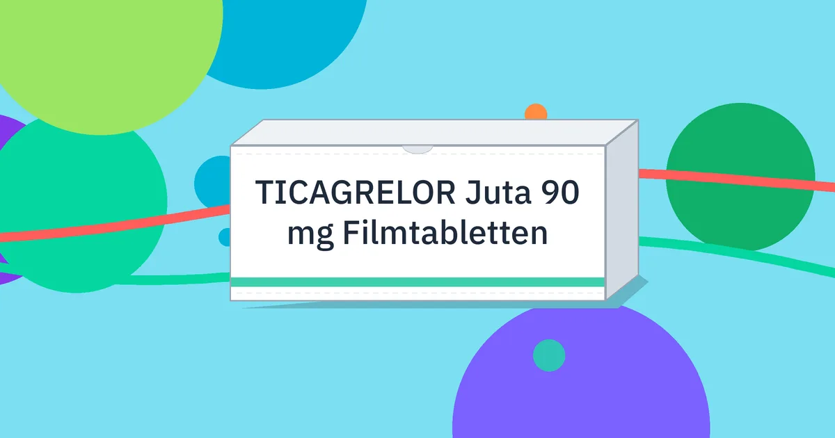 Symbolbild: Packung mit der Aufschrift TICAGRELOR Juta 90 mg Filmtabletten (PZN 18094295) – Verfügbarkeit und Bezug in Apotheken in Frankfurt am Main