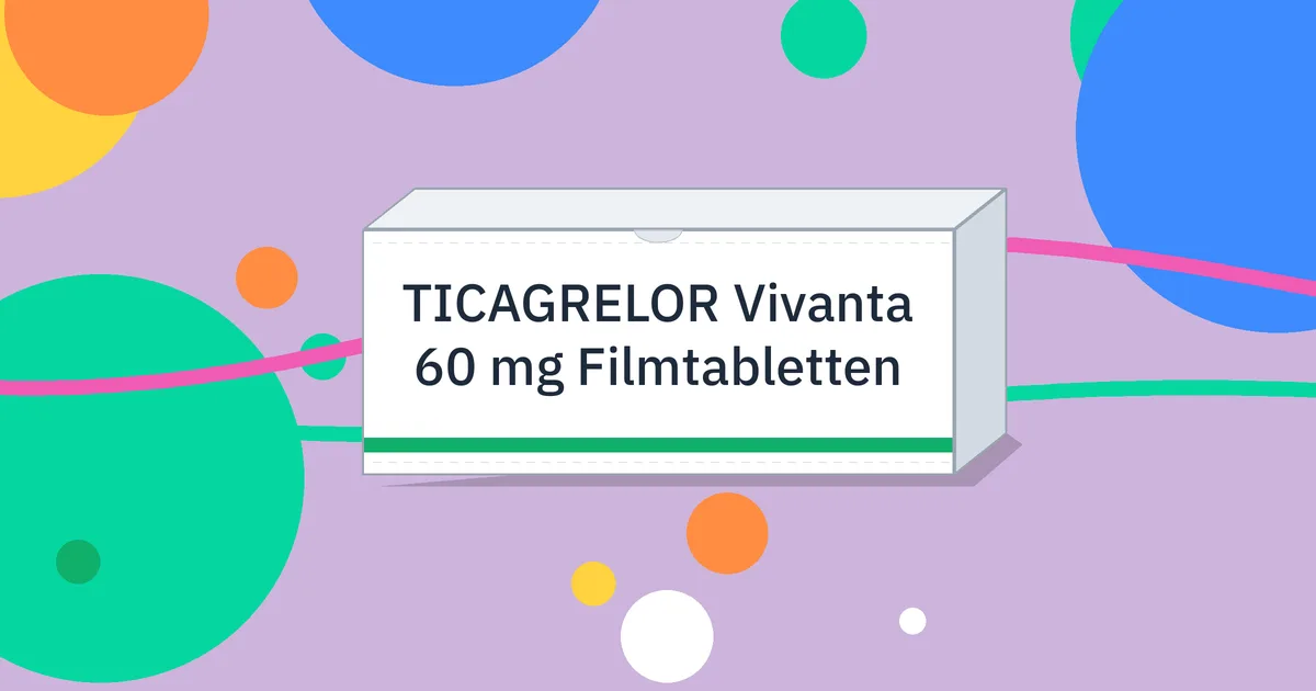 Symbolbild: Packung mit der Aufschrift TICAGRELOR Vivanta 60 mg Filmtabletten (PZN 19822928) – Verfügbarkeit und Bezug in Apotheken in Frankfurt am Main