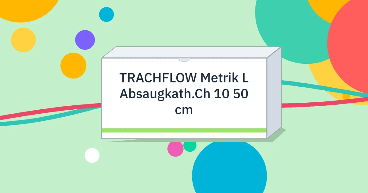Symbolbild: Packung mit der Aufschrift TRACHFLOW Metrik L Absaugkath.Ch 10 50 cm (PZN 10988159) – Verfügbarkeit und Bezug in Apotheken in Frankfurt am Main