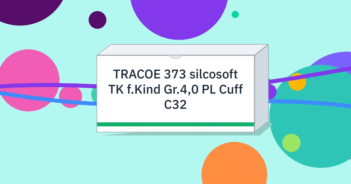 Symbolbild: Packung mit der Aufschrift TRACOE 373 silcosoft TK f.Kind Gr.4,0 PL Cuff C32 (PZN 14317166) – Verfügbarkeit und Bezug in Apotheken in Frankfurt am Main