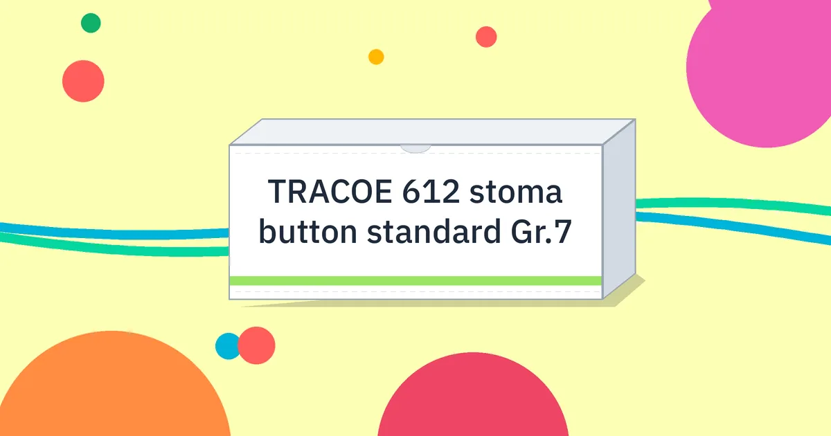 Symbolbild: Packung mit der Aufschrift TRACOE 612 stoma button standard Gr.7 (PZN 02723613) – Verfügbarkeit und Bezug in Apotheken in Frankfurt am Main