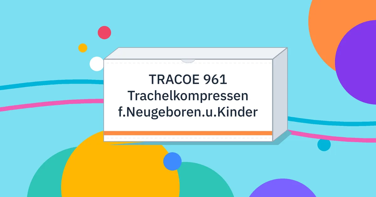 Symbolbild: Packung mit der Aufschrift TRACOE 961 Trachelkompressen f.Neugeboren.u.Kinder (PZN 01260097) – Verfügbarkeit und Bezug in Apotheken in Frankfurt am Main