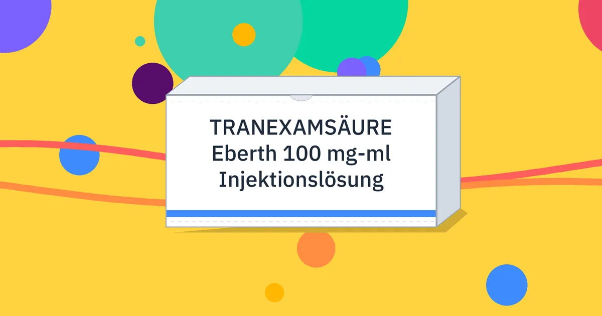 Symbolbild: Packung mit der Aufschrift TRANEXAMSÄURE Eberth 100 mg-ml Injektionslösung (PZN 12489928) – Verfügbarkeit und Bezug in Apotheken in Frankfurt am Main