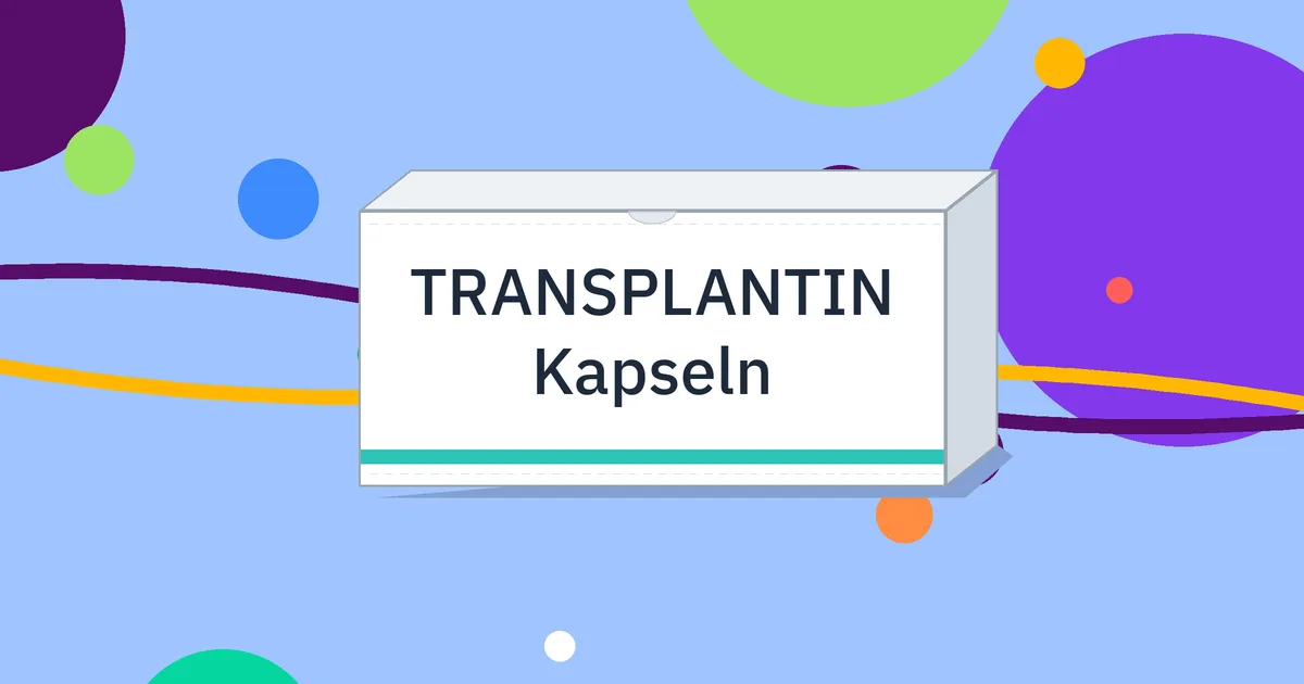 Symbolbild: Packung mit der Aufschrift TRANSPLANTIN Kapseln (PZN 19883516) – Verfügbarkeit und Bezug in Apotheken in Frankfurt am Main