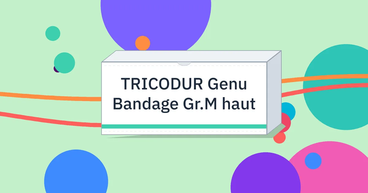 Symbolbild: Packung mit der Aufschrift TRICODUR Genu Bandage Gr.M haut (PZN 06446010) – Verfügbarkeit und Bezug in Apotheken in Frankfurt am Main