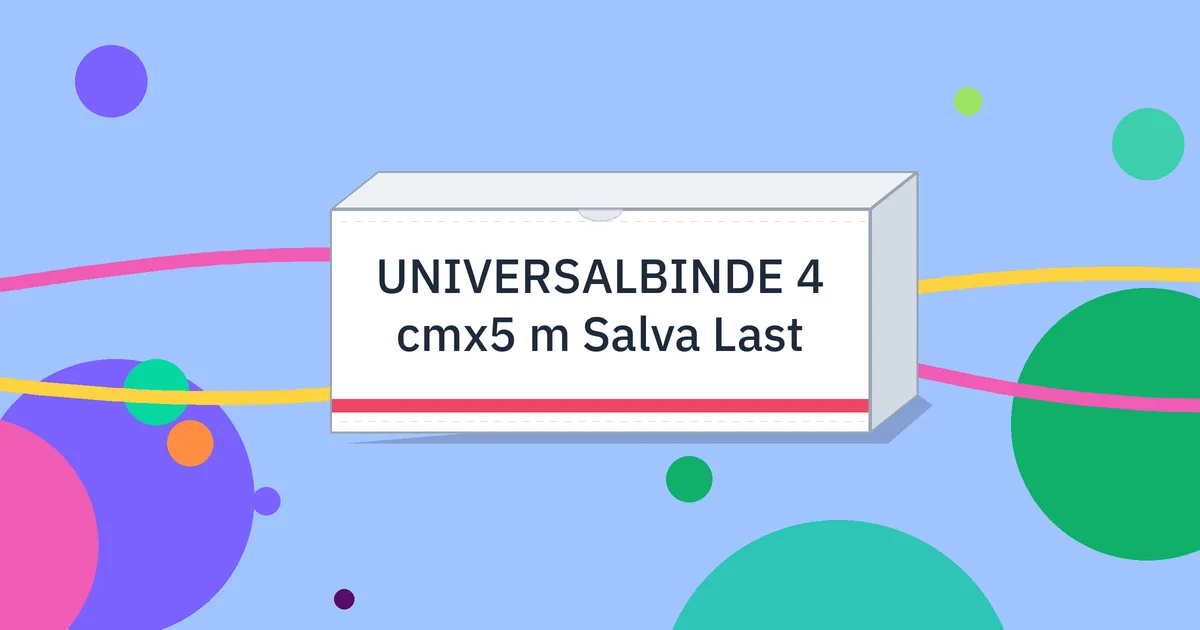 Symbolbild: Packung mit der Aufschrift UNIVERSALBINDE 4 cmx5 m Salva Last (PZN 10350913) – Verfügbarkeit und Bezug in Apotheken in Frankfurt am Main