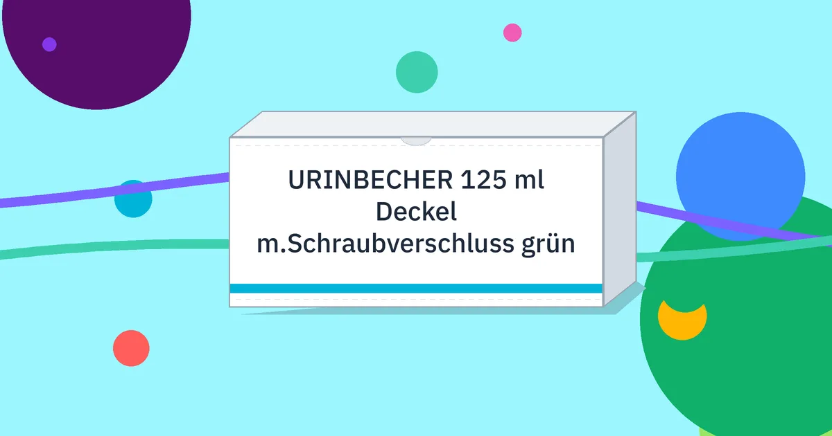 Symbolbild: Packung mit der Aufschrift URINBECHER 125 ml Deckel m.Schraubverschluss grün (PZN 04932396) – Verfügbarkeit und Bezug in Apotheken in Frankfurt am Main