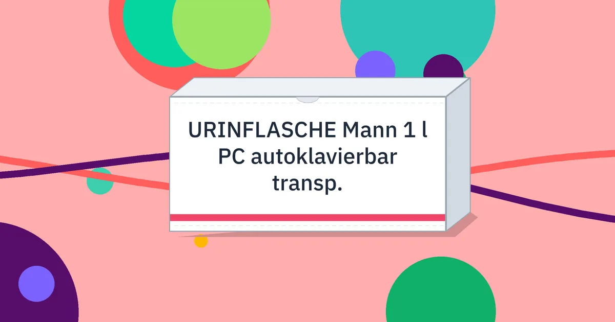 Symbolbild: Packung mit der Aufschrift URINFLASCHE Mann 1 l PC autoklavierbar transp. (PZN 19926846) – Verfügbarkeit und Bezug in Apotheken in Frankfurt am Main