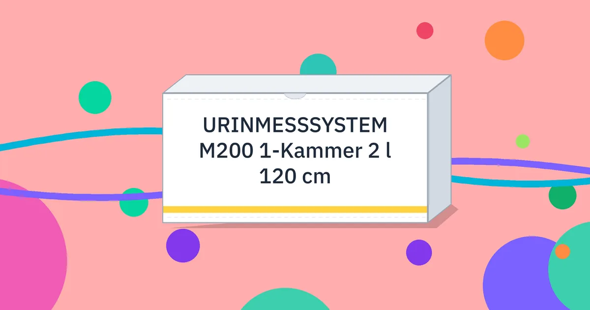 Symbolbild: Packung mit der Aufschrift URINMESSSYSTEM M200 1-Kammer 2 l 120 cm (PZN 08403677) – Verfügbarkeit und Bezug in Apotheken in Frankfurt am Main
