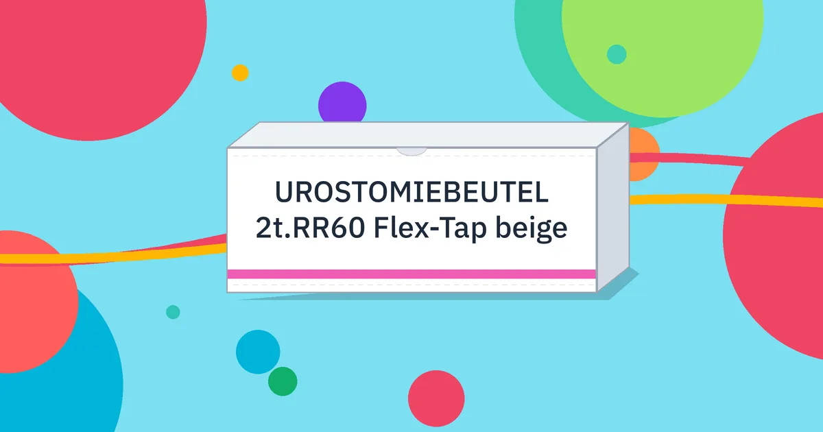 Symbolbild: Packung mit der Aufschrift UROSTOMIEBEUTEL 2t.RR60 Flex-Tap beige (PZN 10204927) – Verfügbarkeit und Bezug in Apotheken in Frankfurt am Main