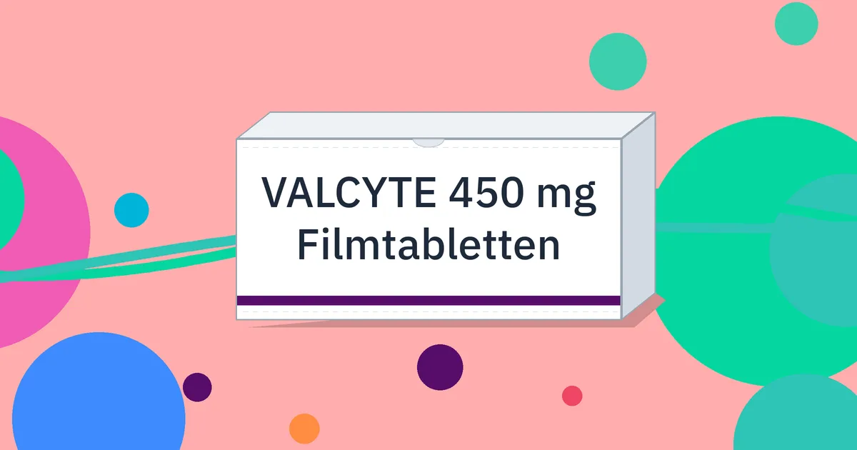 Symbolbild: Packung mit der Aufschrift VALCYTE 450 mg Filmtabletten (PZN 04649335) – Verfügbarkeit und Bezug in Apotheken in Frankfurt am Main