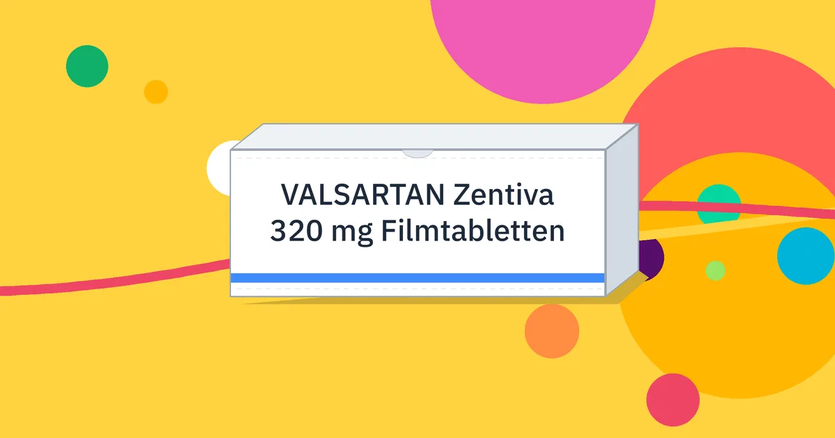 Symbolbild: Packung mit der Aufschrift VALSARTAN Zentiva 320 mg Filmtabletten (PZN 08440744) – Verfügbarkeit und Bezug in Apotheken in Frankfurt am Main