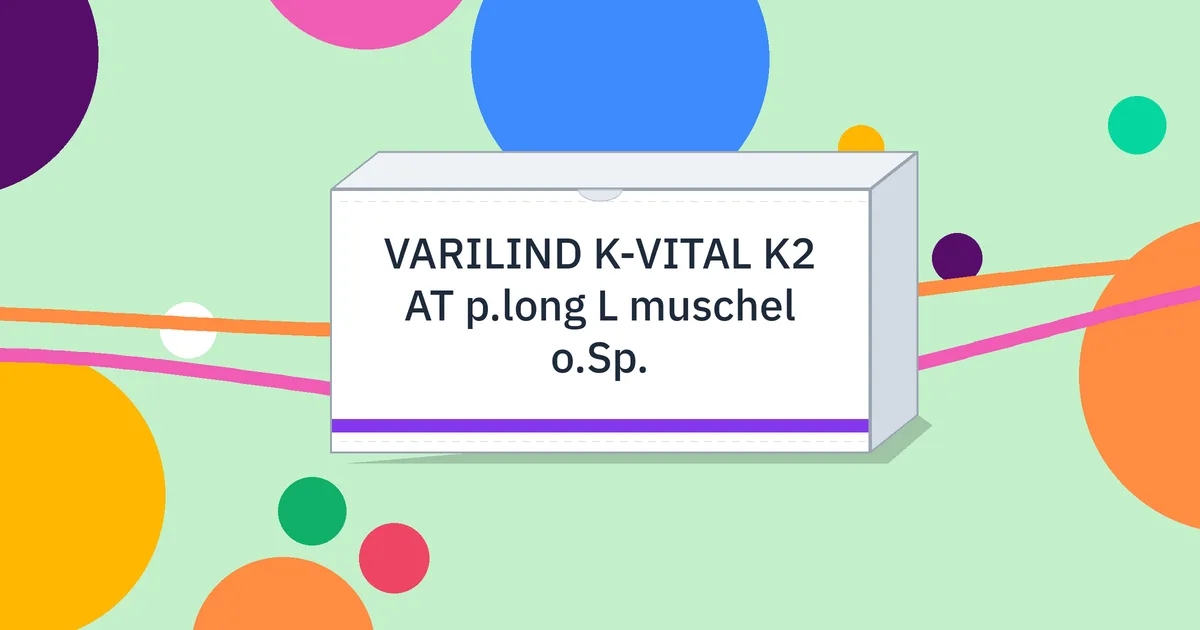Symbolbild: Packung mit der Aufschrift VARILIND K-VITAL K2 AT p.long L muschel o.Sp. (PZN 20562639) – Verfügbarkeit und Bezug in Apotheken in Frankfurt am Main