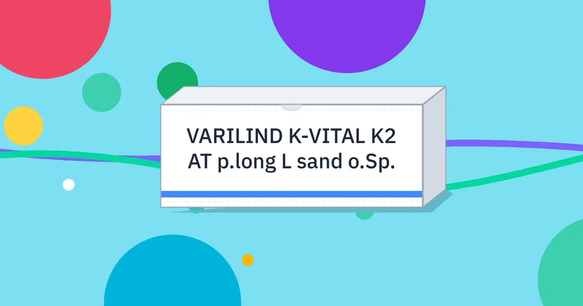 Symbolbild: Packung mit der Aufschrift VARILIND K-VITAL K2 AT p.long L sand o.Sp. (PZN 20561462) – Verfügbarkeit und Bezug in Apotheken in Frankfurt am Main