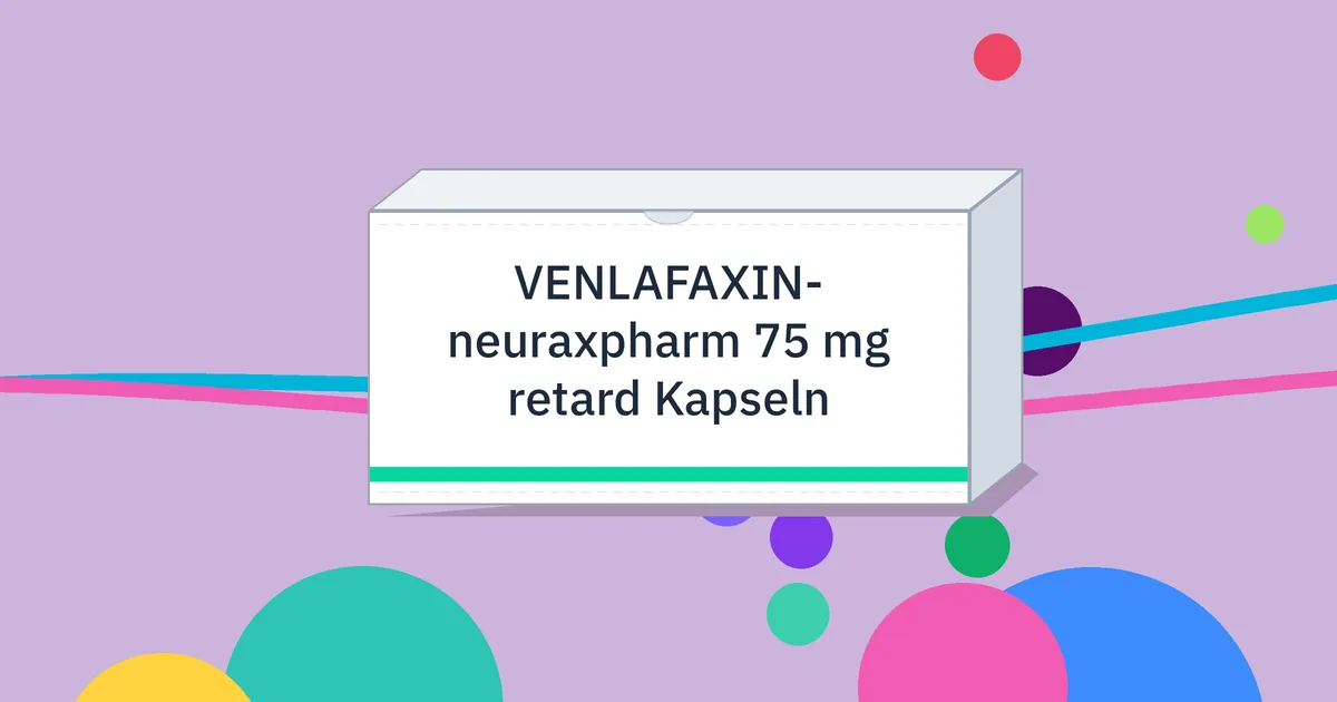 Symbolbild: Packung mit der Aufschrift VENLAFAXIN-neuraxpharm 75 mg retard Kapseln (PZN 01147082) – Verfügbarkeit und Bezug in Apotheken in Frankfurt am Main