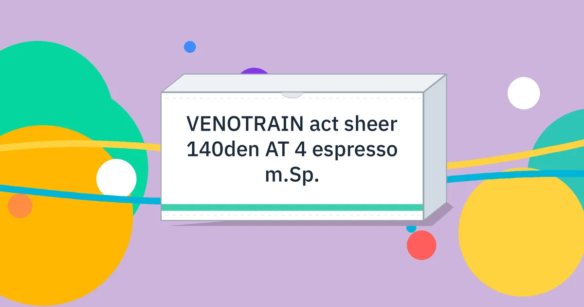 Symbolbild: Packung mit der Aufschrift VENOTRAIN act sheer 140den AT 4 espresso m.Sp. (PZN 16207358) – Verfügbarkeit und Bezug in Apotheken in Frankfurt am Main
