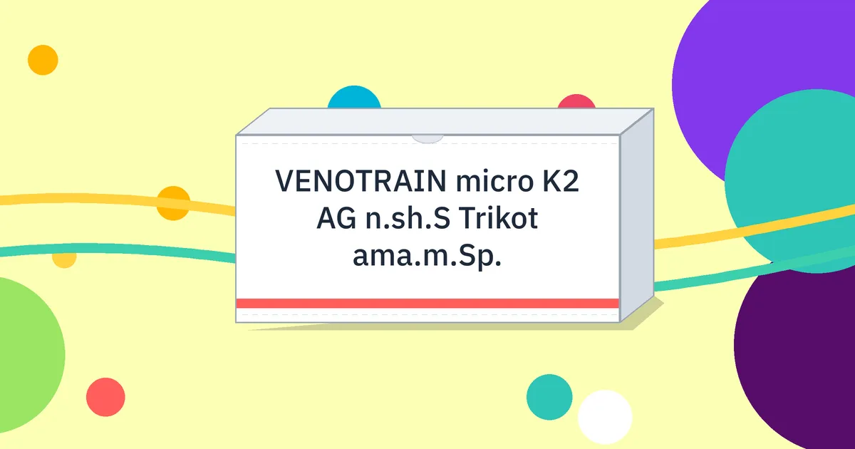 Symbolbild: Packung mit der Aufschrift VENOTRAIN micro K2 AG n.sh.S Trikot ama.m.Sp. (PZN 05712544) – Verfügbarkeit und Bezug in Apotheken in Frankfurt am Main