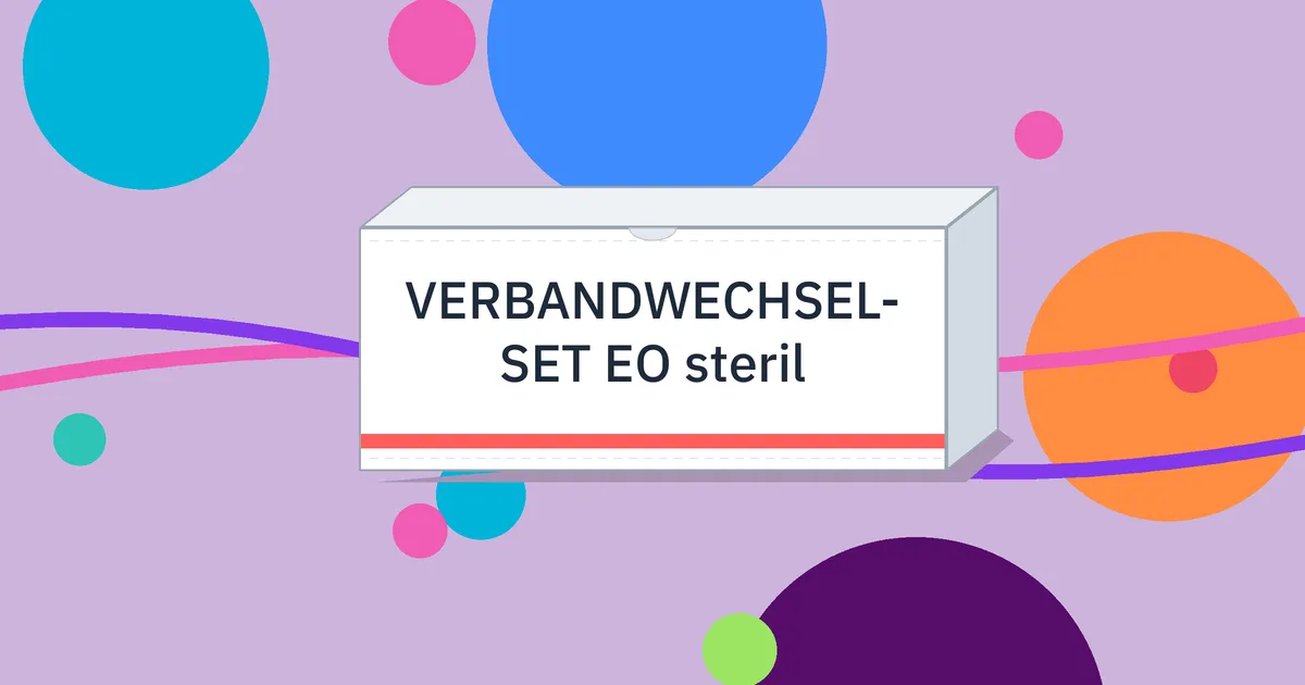 Symbolbild: Packung mit der Aufschrift VERBANDWECHSEL-SET EO steril (PZN 17622013) – Verfügbarkeit und Bezug in Apotheken in Frankfurt am Main