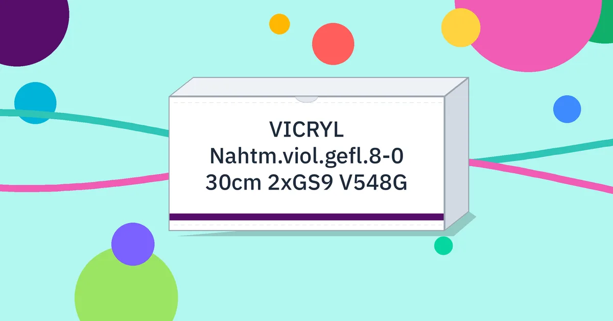 Symbolbild: Packung mit der Aufschrift VICRYL Nahtm.viol.gefl.8-0 30cm 2xGS9 V548G (PZN 16257190) – Verfügbarkeit und Bezug in Apotheken in Frankfurt am Main