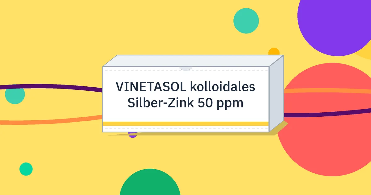 Symbolbild: Packung mit der Aufschrift VINETASOL kolloidales Silber-Zink 50 ppm (PZN 19760848) – Verfügbarkeit und Bezug in Apotheken in Frankfurt am Main