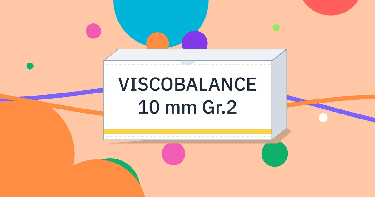Symbolbild: Packung mit der Aufschrift VISCOBALANCE 10 mm Gr.2 (PZN 03942659) – Verfügbarkeit und Bezug in Apotheken in Frankfurt am Main