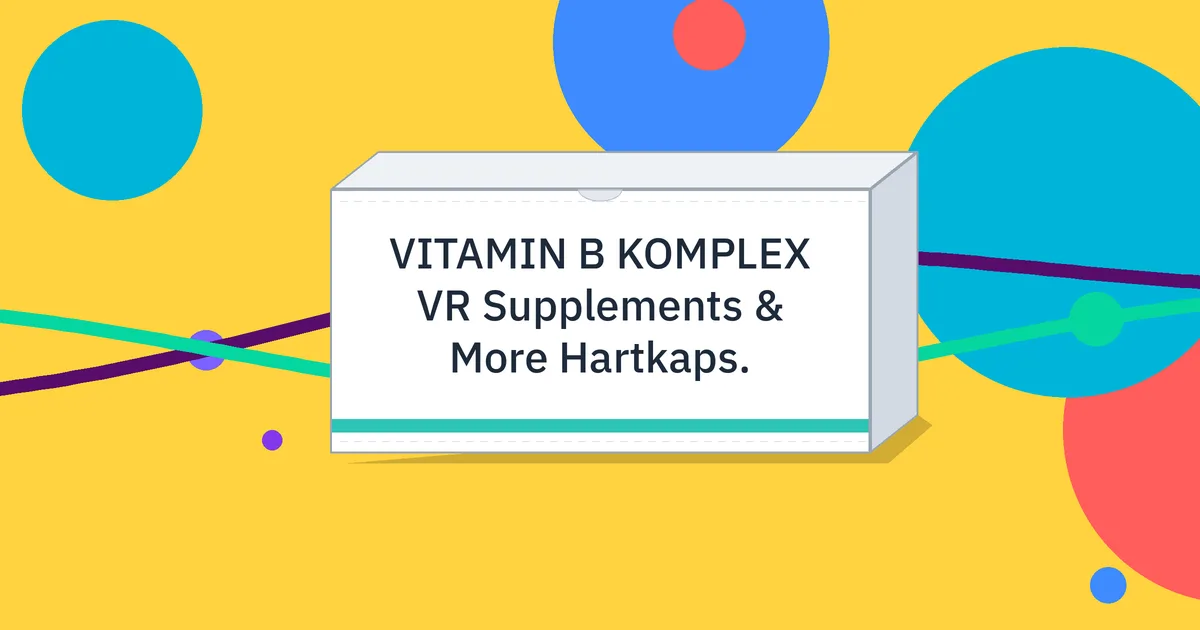 Symbolbild: Packung mit der Aufschrift VITAMIN B KOMPLEX VR Supplements & More Hartkaps. (PZN 20622123) – Verfügbarkeit und Bezug in Apotheken in Frankfurt am Main