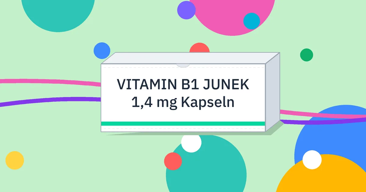 Symbolbild: Packung mit der Aufschrift VITAMIN B1 JUNEK 1,4 mg Kapseln (PZN 10051493) – Verfügbarkeit und Bezug in Apotheken in Frankfurt am Main