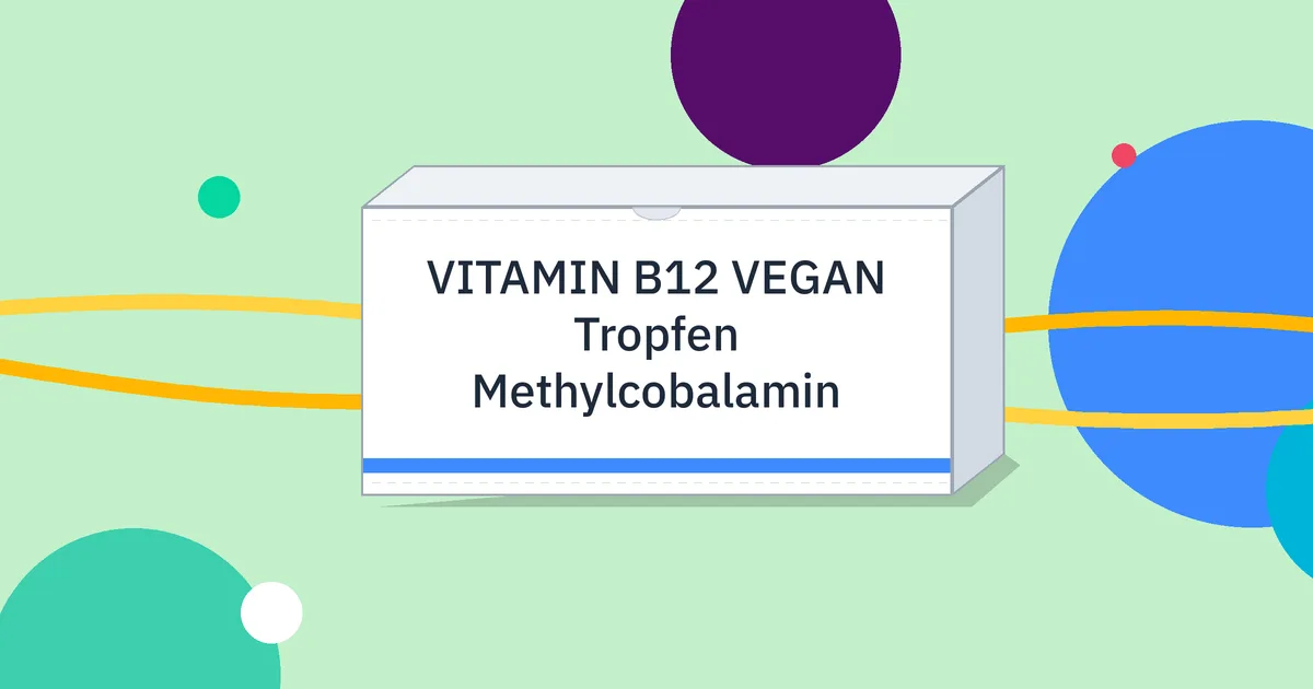 Symbolbild: Packung mit der Aufschrift VITAMIN B12 VEGAN Tropfen Methylcobalamin (PZN 14439975) – Verfügbarkeit und Bezug in Apotheken in Frankfurt am Main